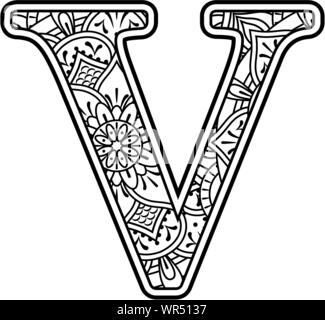 initial n in black and white with doodle ornaments and design elements ...