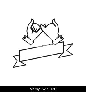 ribbon empty hand Commitment Teamwork Together Outline Logo Stock Vector Image & Art - Alamy