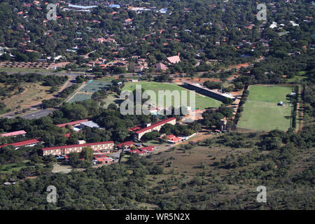 Aerial view of the suburbs surrounding Hartebeespoort Dam, South Africa ...