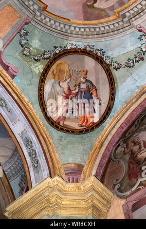 Zachariah with angel, fresco on the ceiling of the Saint John the ...