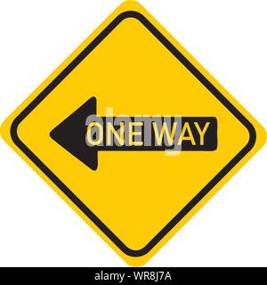 One way traffic sign with stand isolated on transparent background ...