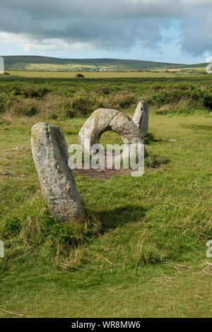 Men an Tol holed stone, Bosullow Common, West Penwith, Cornwall, is ...