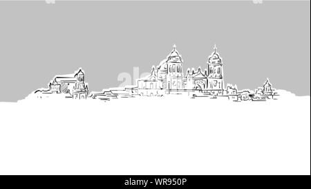 Outline Skyline panorama of Cadiz, Andalusia, Spain - vector ...