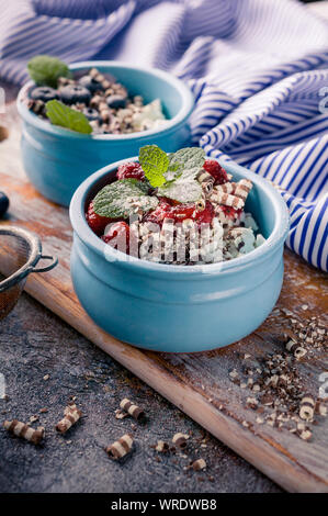 A closeup shot of the cheesecake, strawberry jam and ice cream Stock ...
