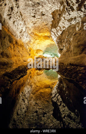 Cueva de los Verdes, lava tube, cave, Lanzarote, Canary islands ...