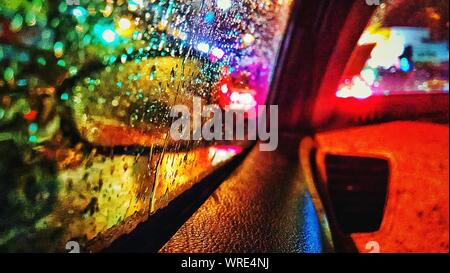 Rainy night through the car window Stock Photo - Alamy