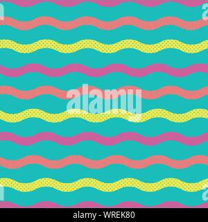 Wavy stripes vector seamless pattern. Retro wavy engraving texture ...