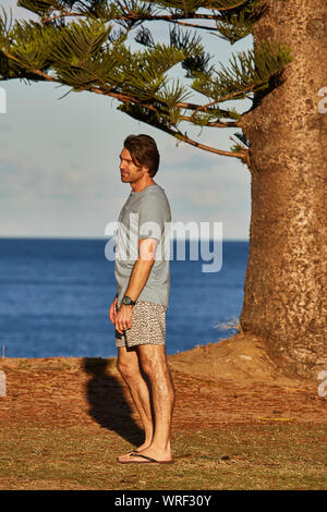 Actor Rohan Nichol who plays Ben Astoni filming an outdoor scene of ...