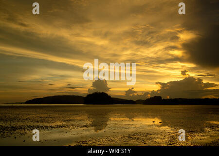 Gloomy tropical sunset,Sunset over Water and Islands,Thailand. Krabi ...