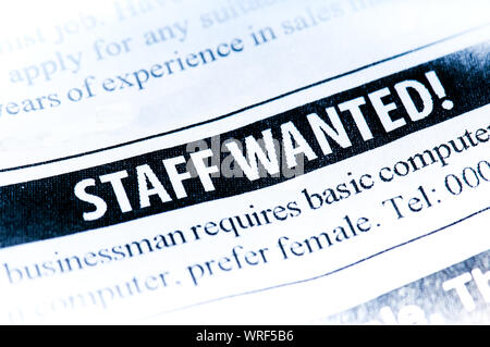 News Paper Classifieds Section Help Wanted Headline Isolated on White ...