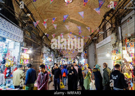 Crowded alley with shops, Tehran bazaar, Tehran, Islamic Republic of ...