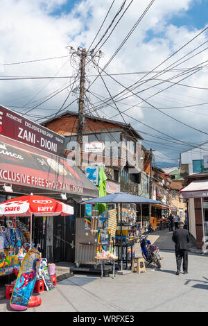 Street scene in the center of Pec (Peja) in the Republic of Kosovo, in ...