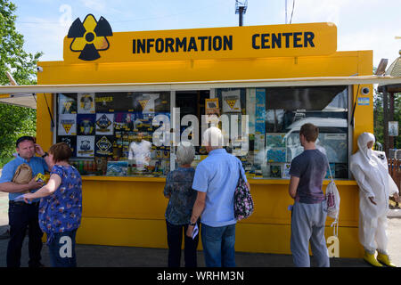 Chernobyl (Chornobyl): souvenir shop named "information center" at ...