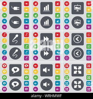 Socket, Diagram, Graph, Microphone, Rewind, Arrow left, Chat bubble ...