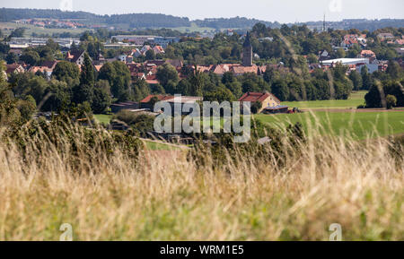 04 September 2019, Bavaria, Leutershausen: The lettering "Rathaus ...