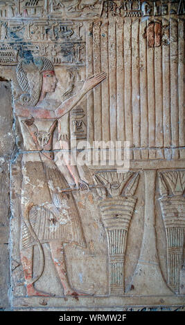 Egypt, Saqqara, tomb of Horemheb, reliefs on columns in the second ...