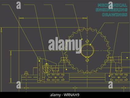 Vector drawing. Mechanical drawings on a gray background. Engineering ...