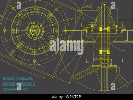 Vector drawing. Mechanical drawings on a gray background. Engineering ...