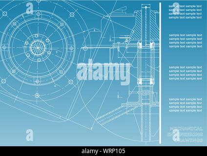 Mechanical engineering drawings. Vector Drawing. Blue and white Stock ...