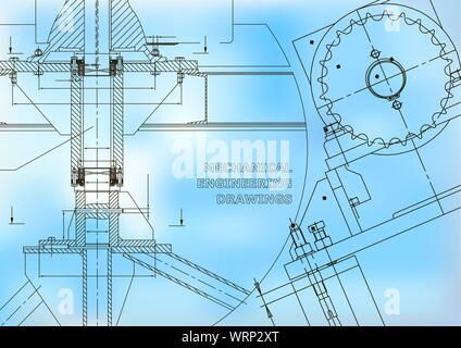 Engineering backgrounds. Mechanical engineering drawings. Blueprints ...
