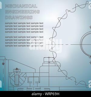 Mechanical engineering drawings on light background. Milling machine ...
