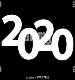2020 text symbols New Year letters icon outline black color vector ...
