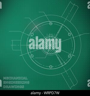 Mechanical engineering drawings. Vector. Light blue Stock Vector Image ...