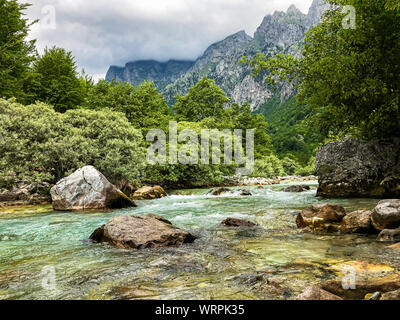 River Lumi i Vablones in National Park Valbona in Albania, Europe Stock ...