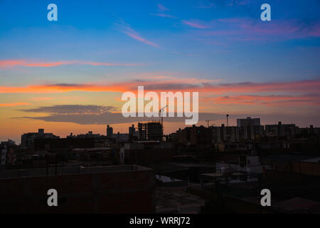 perfect sunset with beautiful colors at the Peruvian capital Lima Stock ...