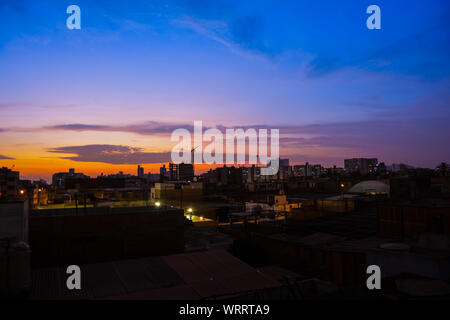 perfect sunset with beautiful colors at the Peruvian capital Lima Stock ...