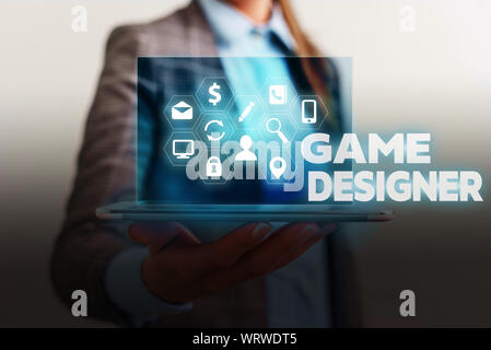 Handwriting text writing Game Designer. Conceptual photo Campaigner Pixel Scripting Programmers ...