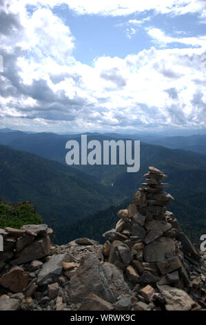 Socral pyramid on the top of the mountain, against the background of ...