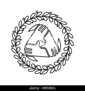 leaf rotation hand Commitment Teamwork Together Outline Logo Stock Vector Image & Art - Alamy
