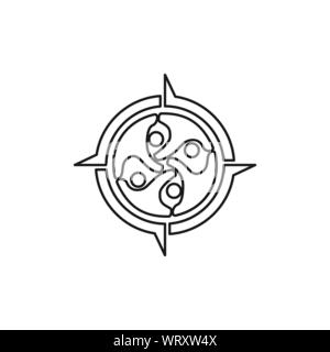 Compass Adventure Commitment Teamwork Together Outline Logo Stock ...