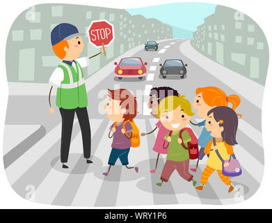 Illustration of Stickman Kids Holding a Stop or No Sign with a ...