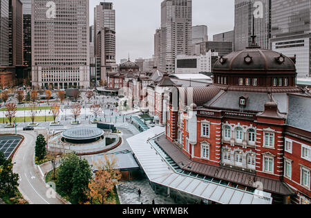 Tokyo Station old heritage red brick building Marunouchi district with ...