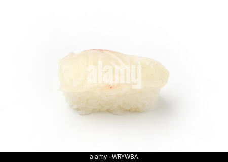 sushi of red snapper closeup isolated on white background Stock Photo ...