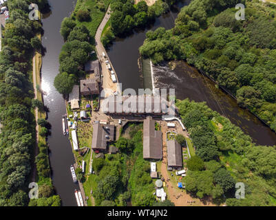 Aerial footage of The Made in Leeds Festival located at the Thwaite ...