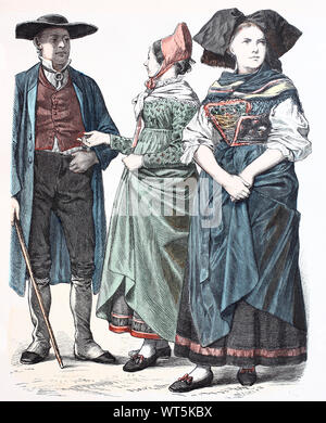 fashion, traditional costumes, France, Alsace, Alsatian woman in ...