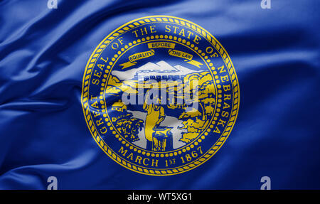 Nebraska state Flag Wave Close Up, Nebraska flag background Stock Photo ...