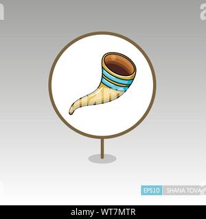 Shofar. Rosh Hashanah pin map icon. Shana tova Map pointer. Happy and ...