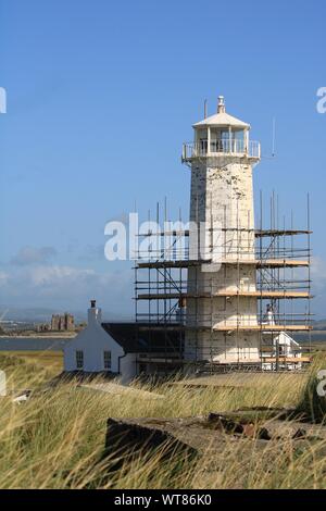 UK South Walney Lighthouse. Scaffolding around the lighthouse for ...