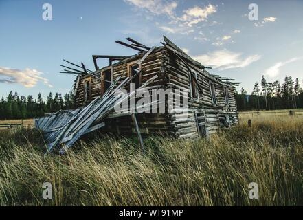 Broken down Log Cabin in an old ghost town Near Cache Creek British ...
