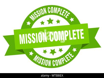 mission complete ribbon. mission complete round white sign. mission ...