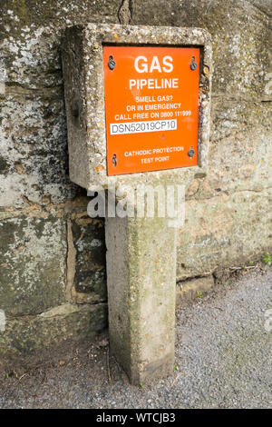 A gas pipeline marker post in the Norfolk countryside at Ringland ...