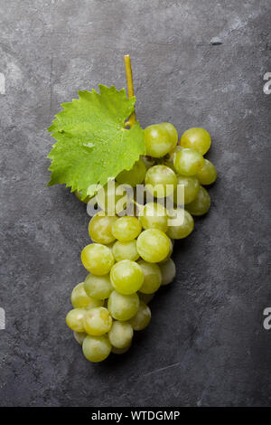 White grapes on stone table. Top view with space for your text Stock ...