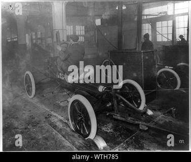 Model T's coming off the assembly line at the Highland Park plant ...