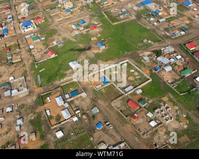 SOUTH SUDAN, aerial view of capital Juba at river white Nile and Nile ...