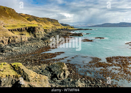 Cliff scenery on the Treshnish Peninsula coastal walk, looking towards ...