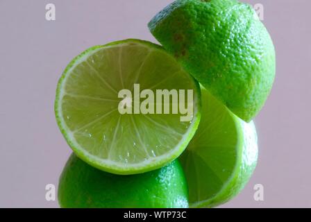 Cross-section View of Lime Fruit on White background Stock Photo - Alamy